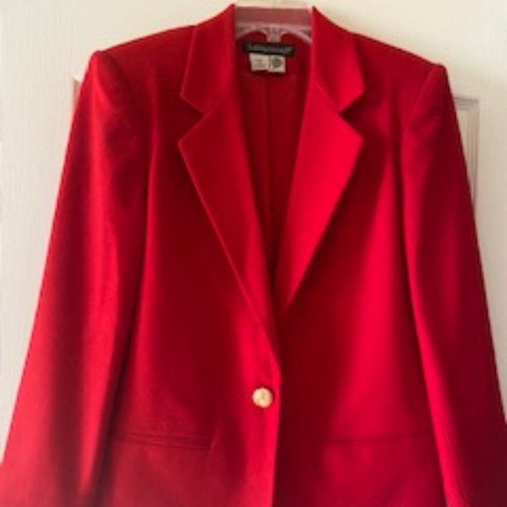 Wool Red Blaser With Gold Buttons - Gem